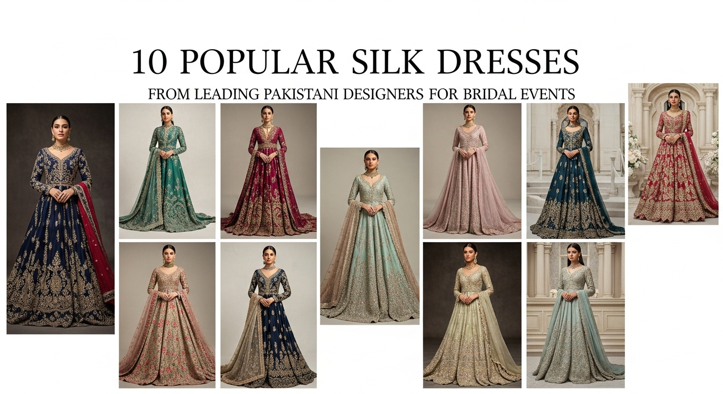 10 Popular Silk Dresses from Leading Pakistani Designers for Bridal Ev ...